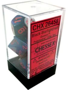 chessex chx26458 dice-gemini black-starlight/red set, red/black, large (18mm - 25mm)