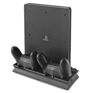 ps4 slim vertical stand cooling fan with dual usb charger ports 2 in 1 dual use with cooling and charging system