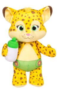 snap toys word party - franny 10" stuffed plush snuggle and play baby cheetah with bottle - from the netflix original series - 18+ months