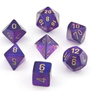 chessex chx27467 dice-borealis royal set, purple/gold