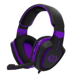 anivia gaming headset bass surround sound stereo ps4 headset with flexible microphone volume control noise canceling mic over-ear headphones compatible for ps4 xbox one laptop pc mac purple