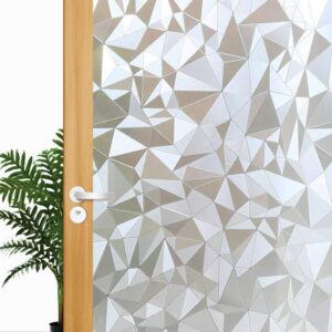 decorative privacy window film, 3d window tint stained glass door film static cling reflective window decor/privacy protection/heat control/anti uv for home/office, 17.5x78.5 inch gravel