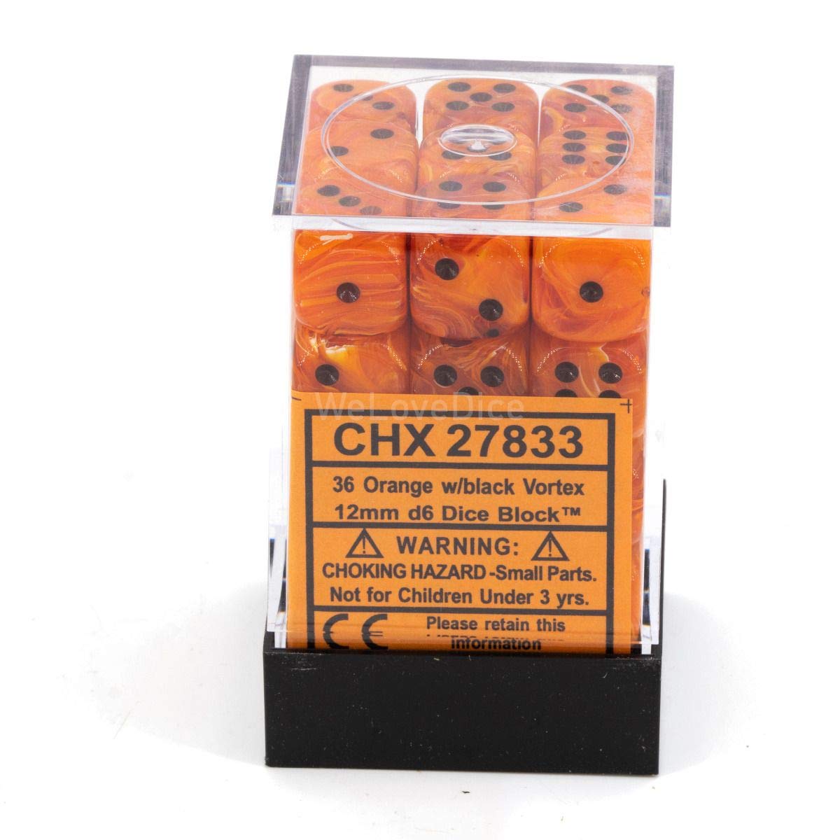 DND Dice Set-Chessex D&D Dice-12mm Vortex Orange and Black Polyhedral Dice Set-Dungeons and Dragons Dice Includes 36 Dice – D6, Various (CHX27833)