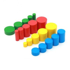 New Sky Enterprises Montessori Knobless Cylinders with Socket Kids Early Development Sensorial Material Colorful Cylinder Ladder Blocks