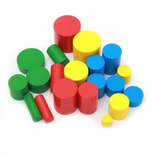 New Sky Enterprises Montessori Knobless Cylinders with Socket Kids Early Development Sensorial Material Colorful Cylinder Ladder Blocks