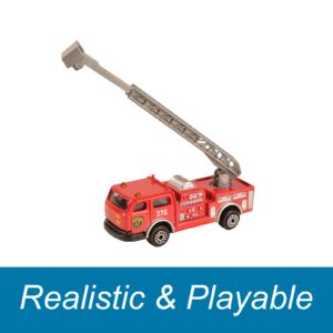 BOHS 5-Pack Fire & Emergency Rescue Vehicles Set - Die-Cast Metal Miniatures - Aerial Ladder Firetruck, Rescue Helicopter, Water Tank Fire Engine, Patrol Car & Command Center