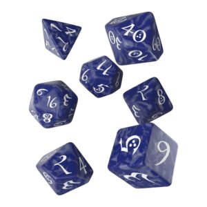 q-workshop classic rpg cobalt & white dice set blue, large (18mm - 25mm)