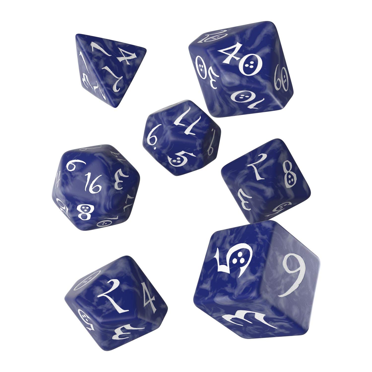 Q-Workshop Classic RPG Cobalt & White Dice Set Blue, Large (18mm - 25mm)