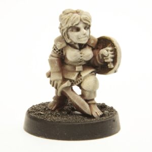 Stonehaven Miniatures Female Halfling Fighter Figure (for 28mm Scale Table Top War Games) - Made in USA