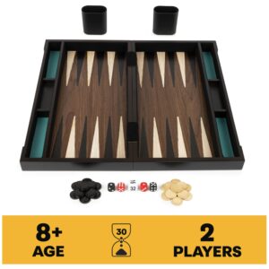 Spin Master Games Legacy Deluxe Wooden Backgammon Classic 2-Player Original Board Game Set with Cups and Dice, for Kids and Adults Aged 8 and up