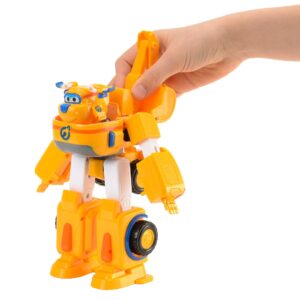 Super Wings 7" Donnie's Dozer Playset with 2" Transform-a-Bot Donnie Mini Figure, Transforming Airplane Toy Vehicle, Plane to Robot, Birthday Gift For Preschool Kids 3 4 5 year old Boys And Girls