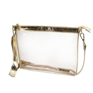 capri designs small clear crossbody bag, transparent stadium approved purse for women - gold