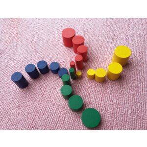 New Sky Enterprises Montessori Knobless Cylinders with Socket Kids Early Development Sensorial Material Colorful Cylinder Ladder Blocks