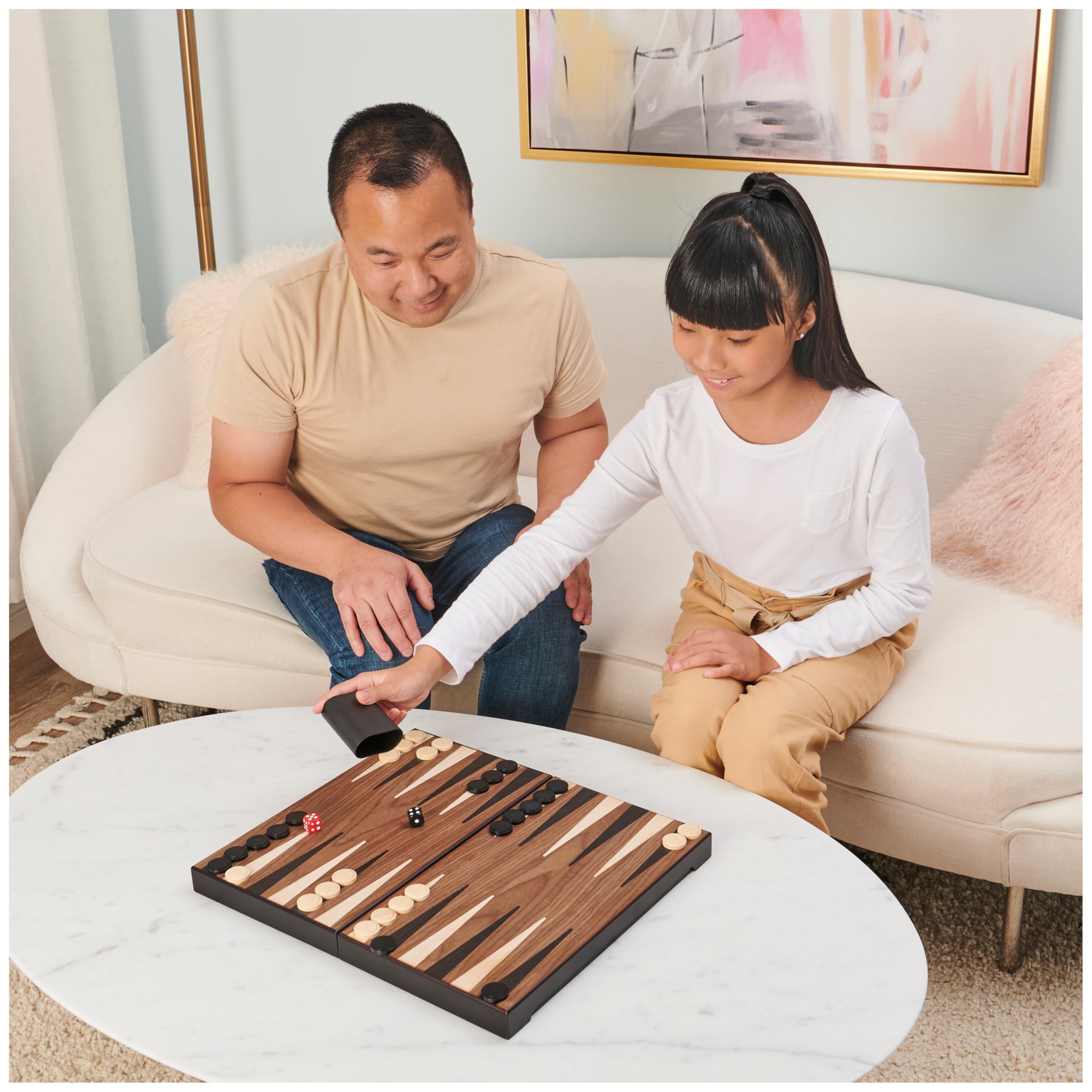 Spin Master Games Legacy Deluxe Wooden Backgammon Classic 2-Player Original Board Game Set with Cups and Dice, for Kids and Adults Aged 8 and up