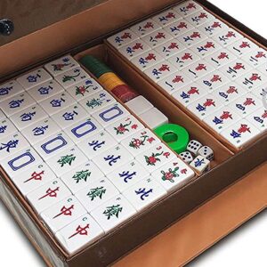 Chinese Mahjong X-Large 144 Numbered Acrylic Tiles 1.5" Large Gold Tile with Carrying Travel Case Pro Complete Mahjong Game Set - (Mah Jong, Mahjongg, Mah-Jongg, Mah Jongg, Majiang)