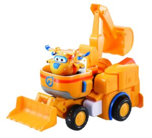 super wings 7" donnie's dozer playset with 2" transform-a-bot donnie mini figure, transforming airplane toy vehicle, plane to robot, birthday gift for preschool kids 3 4 5 year old boys and girls