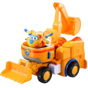 Super Wings 7" Donnie's Dozer Playset with 2" Transform-a-Bot Donnie Mini Figure, Transforming Airplane Toy Vehicle, Plane to Robot, Birthday Gift For Preschool Kids 3 4 5 year old Boys And Girls