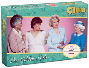 clue the golden girls board game | golden girls tv show themed game | solve the mystery of who ate the lastpiece of cheesecake |officially licensed golden girls merchandise | themed clue mystery game