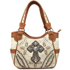 justin west floral studs laser cut western rhinestone cross handbag purse conceal carry (turquoise handbag wallet set)