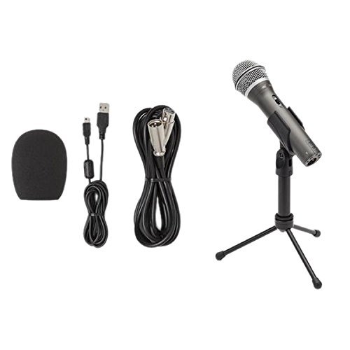 Samson Q2U Handheld Dynamic USB/XLR Microphone Podcasting Pack (Gray) (SAQ2U) Includes Mic Clip, Desktop Stand, Windscreen and Cables Plus a Bundle w/ SR360 Over-Ear Headphones, and More