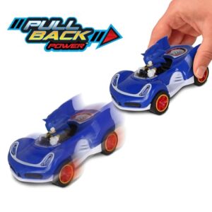 NKOK Sonic The Hedgehog All-Stars Racing Transformed Pull Back Racer - Sonic; No Batteries Required; Pull Back, Let go, and Watch Sonic Race