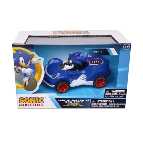 NKOK Sonic The Hedgehog All-Stars Racing Transformed Pull Back Racer - Sonic; No Batteries Required; Pull Back, Let go, and Watch Sonic Race