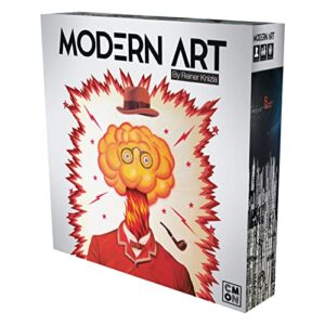 cmon modern art board game | art museum auction strategy game | a competitive game of prediction | great for game night with adults | ages 14+ | 3-5 players | average playtime 45 minutes | made