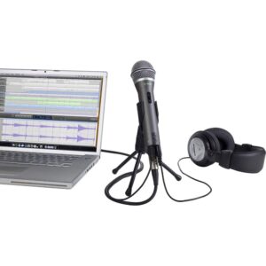 Samson Q2U Handheld Dynamic USB/XLR Microphone Podcasting Pack (Gray) (SAQ2U) Includes Mic Clip, Desktop Stand, Windscreen and Cables Plus a Bundle w/ SR360 Over-Ear Headphones, and More