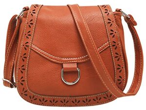 women's pu hollow shoulder bag crossbody bag front belt messenger bag red