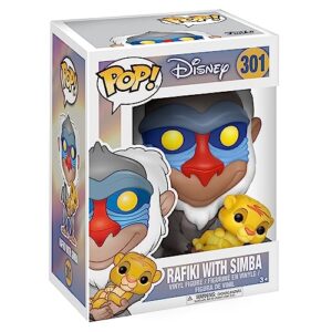 funko pop pop disney lion king-rafiki with simba toy, multicolor, 3.75 inches