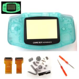 full housing shell case cover flex cable backlight backlit adapter for nintendo game boy advance gba ags 001 mod kit replacement noctilucent edition luminous green