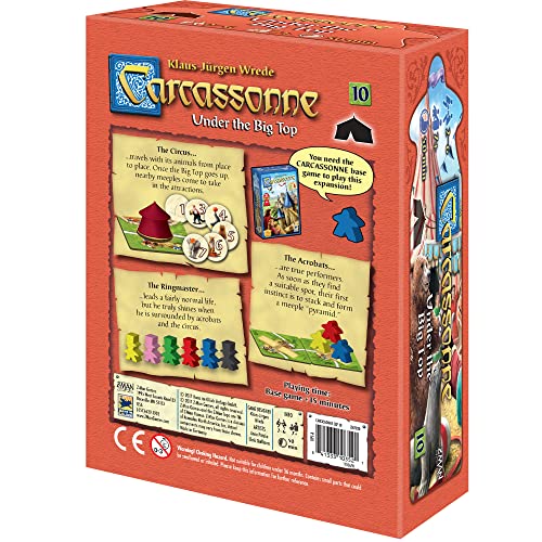 Carcassonne Under the Big Top Board Game EXPANSION - Thrilling Circus Adventures Await! Medieval Strategy Game for Kids and Adults, Ages 7+, 2-6 Players, 45 Minute Playtime, Made by Z-Man Games