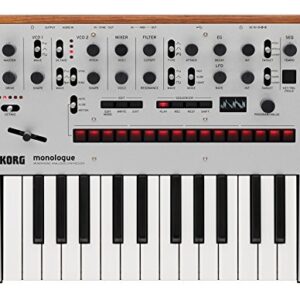 Korg Monologue Monophonic Analog Synthesizer - Silver Bundle with Power Supply and Austin Bazaar Polishing Cloth