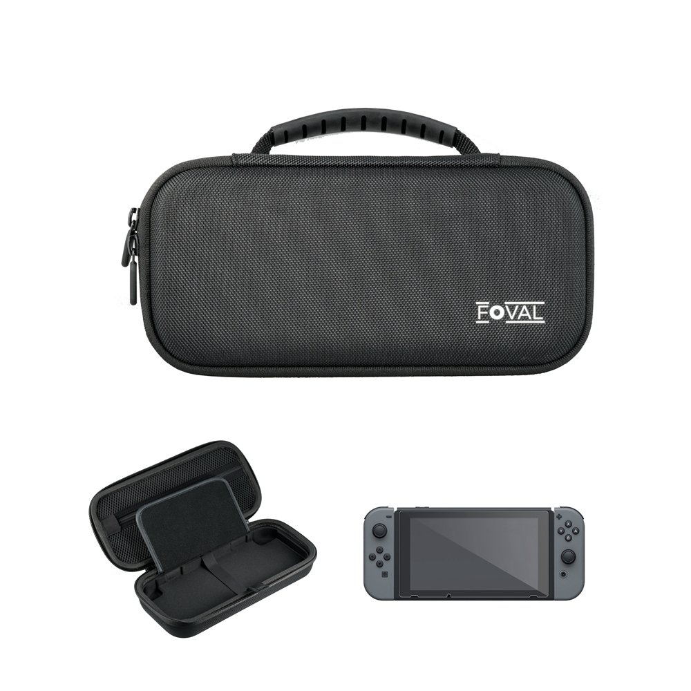 FOVAL Carry Case for Nintendo Switch - Protective Hard Portable Travel Carry Case Shell Pouch with 19 Game Cartridge and 5 Micro SD Card Holders - No Horrible Smell