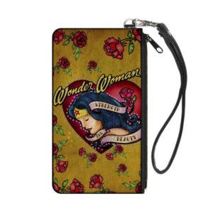 buckle-down unisex adults buckle-down zip wonder woman small wallet, multicolor, 6.5 x 3.5 us