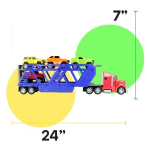 Boley 5-in-1 Big Rig Hauler Truck Carrier Toy - Complete Trailer with Construction Toys and Accessories - Great Toy for Boys, Girls who Love Cars and Trucks!