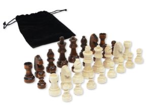 da vinci staunton wood chess pieces 32 chessmen and storage bag (2.5 inch king)