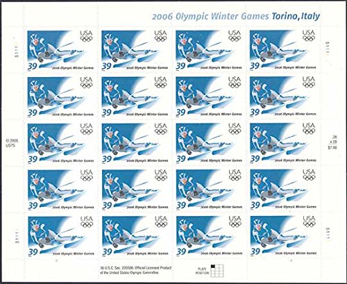 United States Scott 3995 39c Winter Games Torino Italy 2006 Olympic Games Complete Pane of 20. Mint Never hinged.