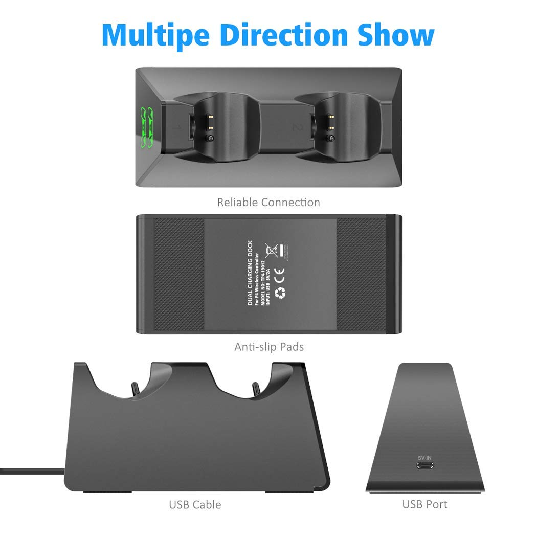 PS4 Controller Charger, DOBE Controller Charging Dock Station with LED Light Indicators Compatible with PS4/PS4 Slim/PS4 Pro Controller