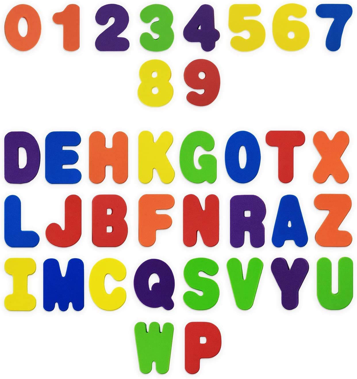 BabyBibi 36 PCS Stick-On Foam Bath Letters and Numbers - Non-Toxic, BPA Free, No Mold Bath Tub Toys - Colorful, Educational, Fun ABC Bath Toys for Toddlers & Babies