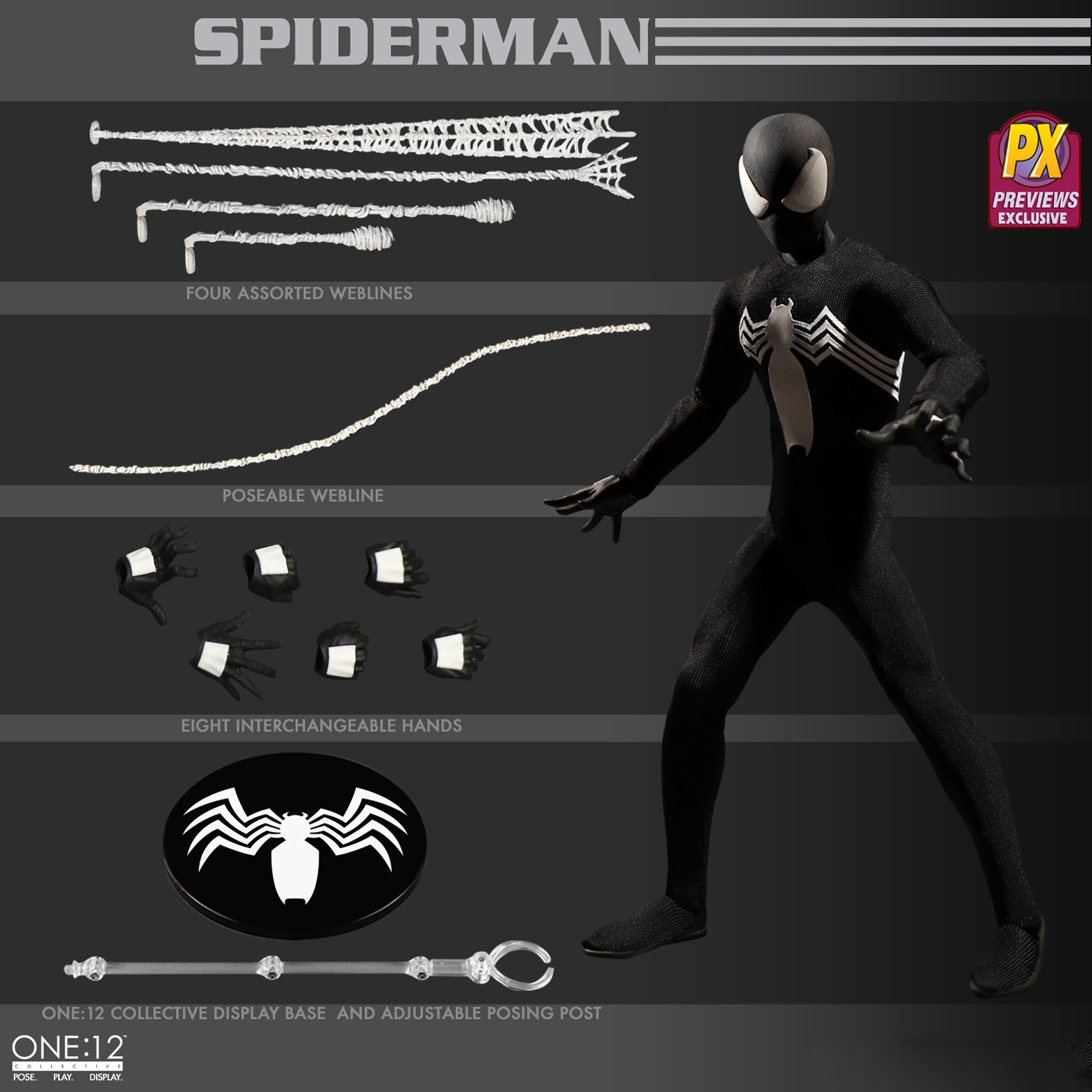 Mezco Toys FEB178708 One: 12 Collective: Marvel Spider-Man Action Figure,180 months to 1188 months Black