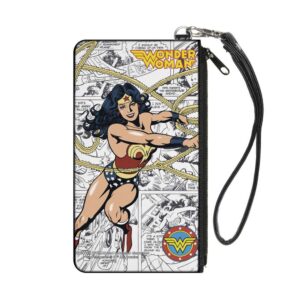 buckle-down junior's zip wallet wonder woman small, multicolor, 6.5" x 3.5"