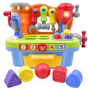 cooltoys toddler toy workshop playset with interactive sounds and lights, kids educational toy for learning colors, shapes, numbers, and alphabet