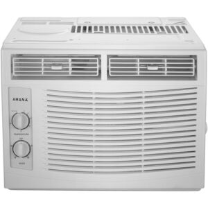 amana 5,000 btu 115v window-mounted air conditioner with mechanical controls, white