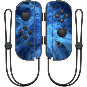 mightyskins skin compatible with nintendo joy-con controller wrap cover sticker skins blue mystic flames