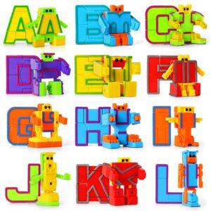 miyou alphabet robots toy for kids abc learning education preschool toys 26 pieces/gift box