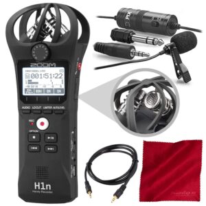 zoom h1n digital handy portable recorder bundled with xpix pro lavalier mic