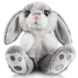 my oli bunny rabbit stuffed animal plush bunny 8.5" easter stuffed bunny with floppy ear plush rabbit bedtime friend plush toy gifts for girls boys kids, gray