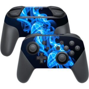 mightyskins skin compatible with nintendo switch pro controller - blue flames | protective, durable, and unique vinyl decal wrap cover | easy to apply, remove, and change styles | made in the usa