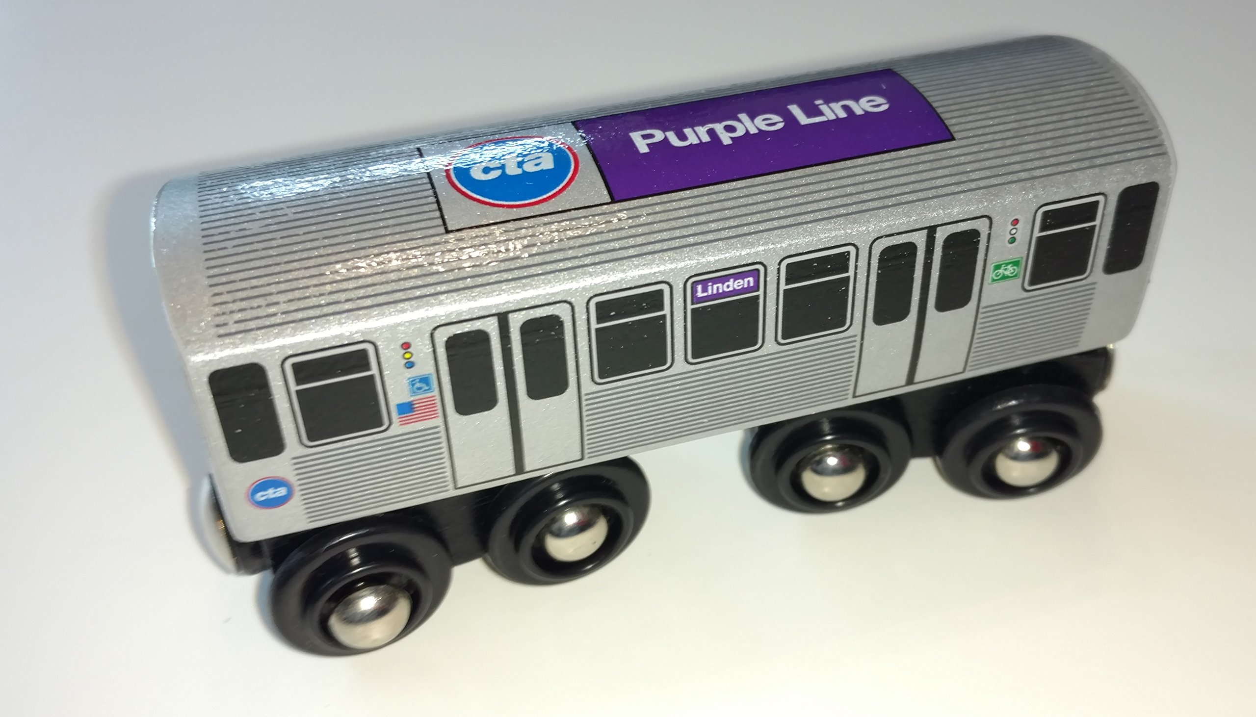 MUNI PALS Munipals Chicago Transit Authority Wooden Railway Purple Line–Child Safe and Tested Wood Toy Train